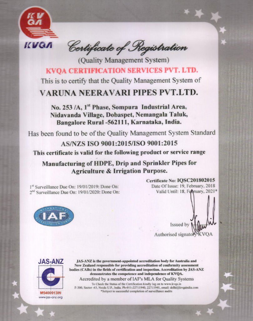 HDPE pipe manufacturing in Bangalore | Varuna Neeravari Pipes